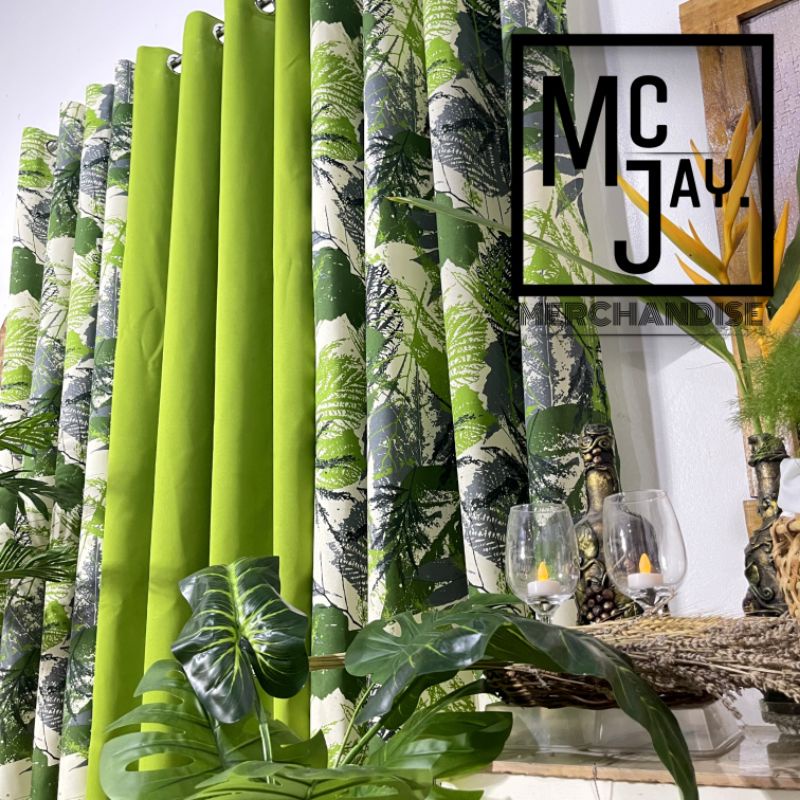 MCJAY - 3in1 Green Forest Leaves Ring Curtain Set (6ft/7ft) - Sold per ...