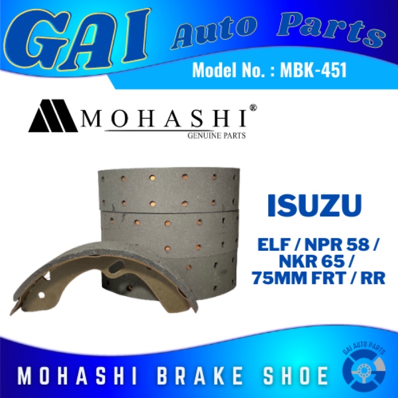 Brake Shoe for ISUZU ELF/NPR 58/NKR 65/75mmFRT/RR (MBK-451) Mohashi ...