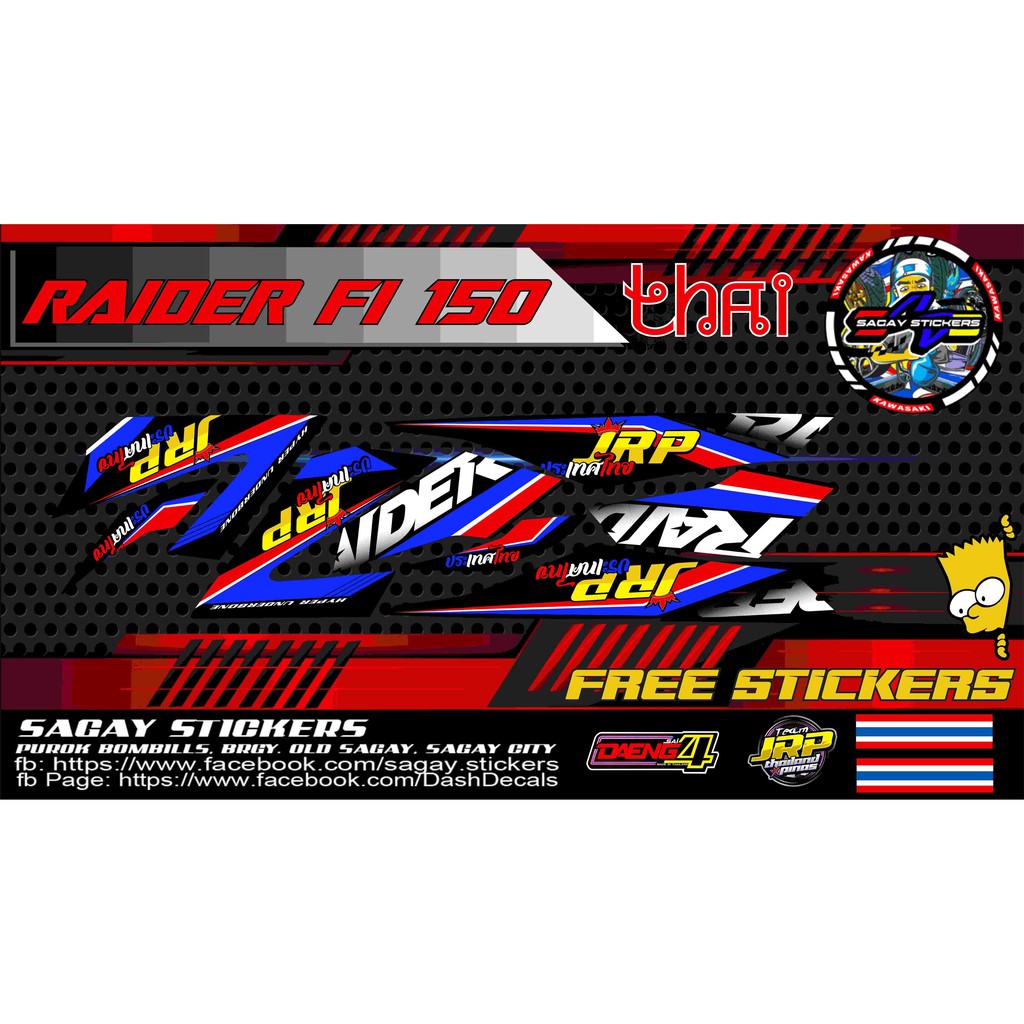 Raider FI Motorcycle Sticker Decals JRPXDAENGxthailand | Shopee Philippines
