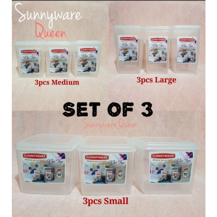 (SET OF 3) KLIPTOP FOOD CANISTER SUNNYWARE FOOD STORAGE CONTAINER ...