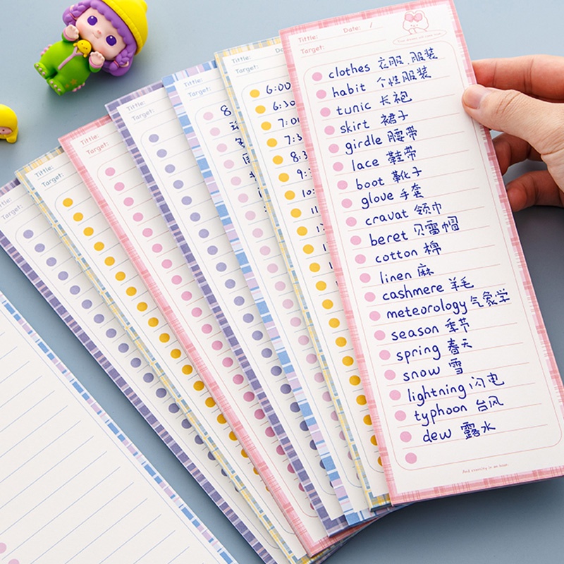 50 Sheets B5 Cartoon Long Strip Shape To Do List Non-Sticky Notepad ...