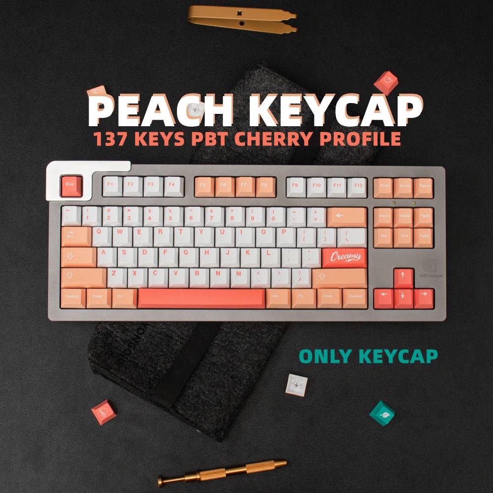 Peach PBT 130 Keys Cherry Profile Dye-Sublimation Personalized Keycaps ...