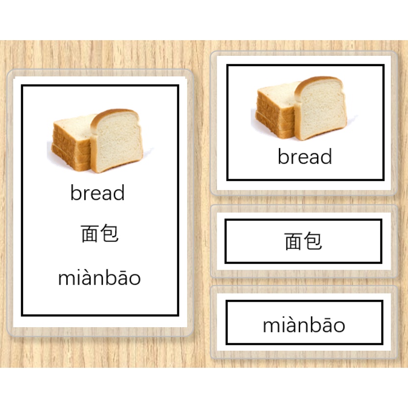 FOOD/SNACKS/DRINKS - 52 Language Cards Mandarin-Pinyin-English 4-Part ...