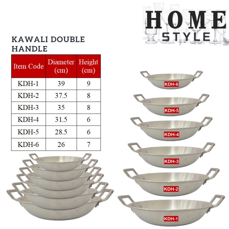 Home Style High Quality Aluminum Kawali Double Handle KDH-#1~KDH#6 ...