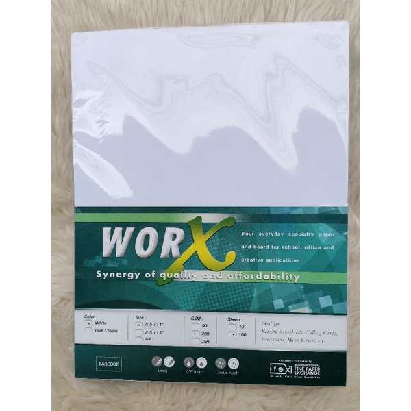 Worx Specialty Paper 200gsm/180gsm/90gsm White / Pale Cream (100 sheets) | Shopee Philippines