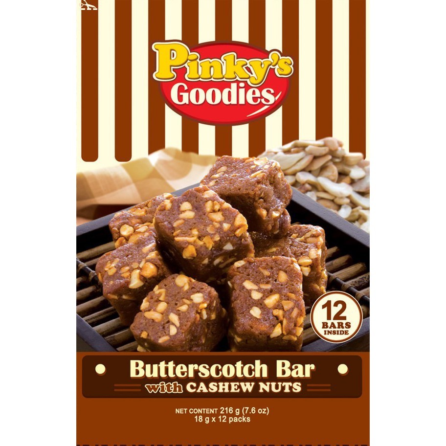 Pinky's Goodies Butterscotch Bars with Cashew Nuts (12s) | Shopee ...
