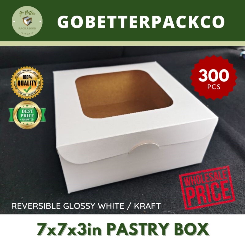 [300pcs] WHOLESALE 7x7x3” Pastry Box / Cake Box - GoBetterPackCo ...