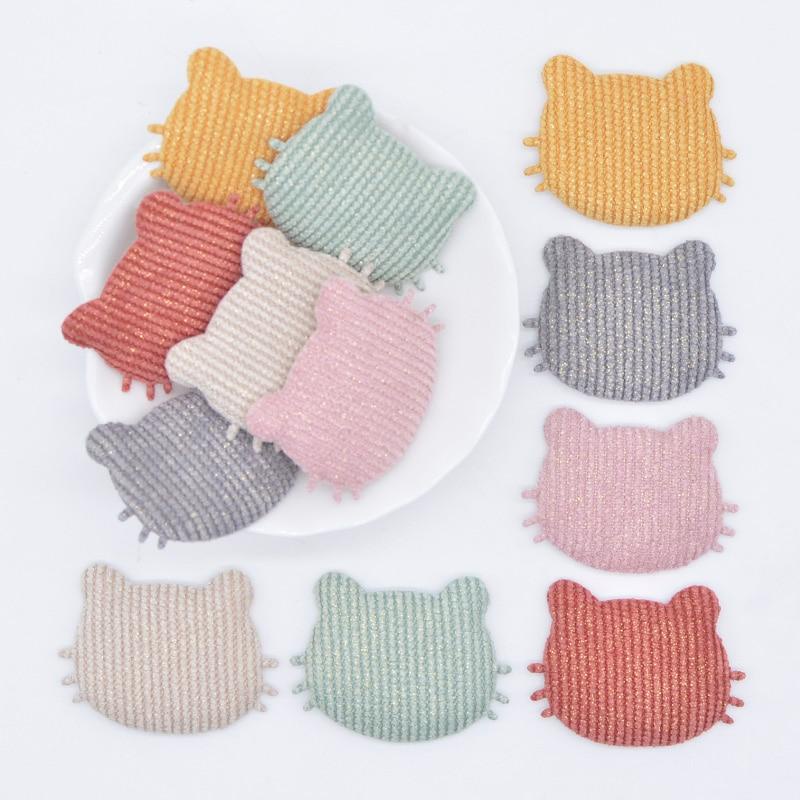 50Pcs Padded Bling Cloth Cat Head Scrapbooking Applique Patches ...