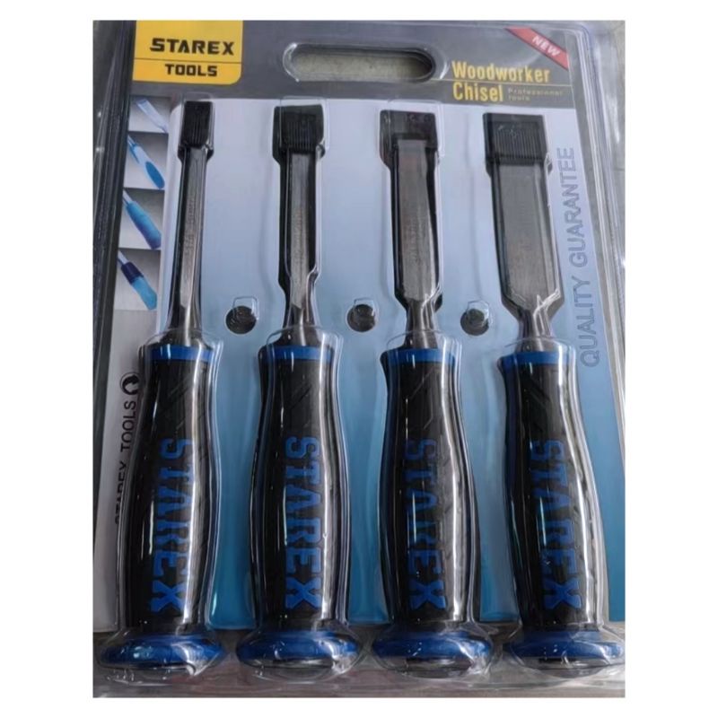 Starex industrial wood chisel set 4pc. rubber handle heavy duty (6mm ...