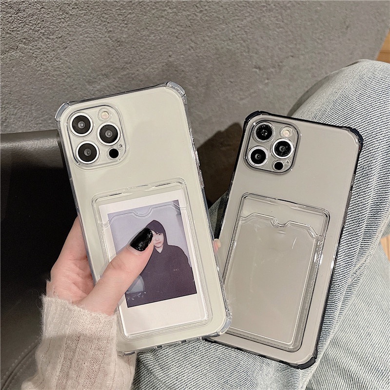 Clear Card Slot Case for iPhone 13 11 12 14 Pro Max Mini X XS XR SE2 7 ...