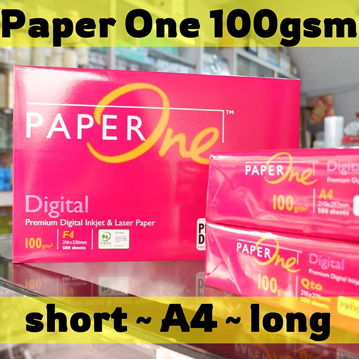 Paper One 100 gsm Sub 28 Copy Bond Paper 100gsm A4 Short Long | Shopee ...