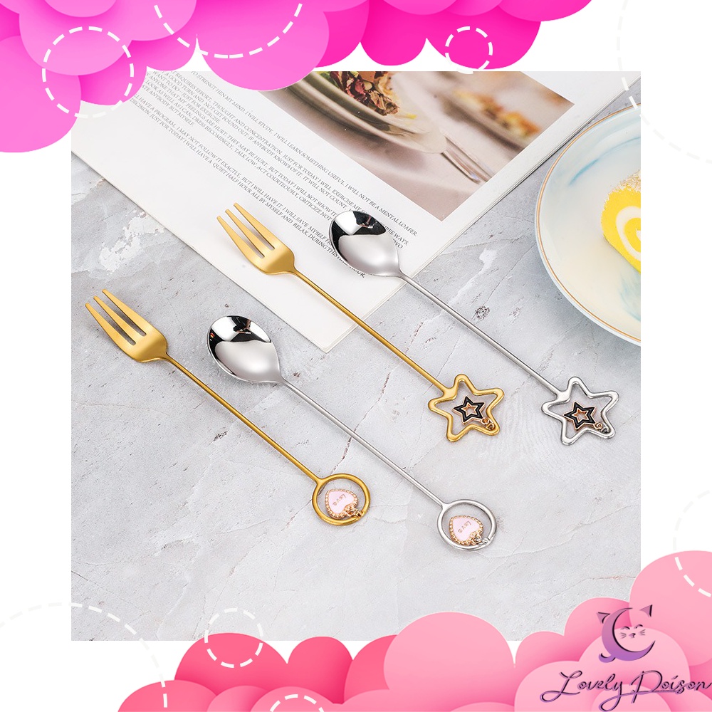 Lovely Poison Cute Star Heart Love Korean Tea Coffee Spoon Dessert ...