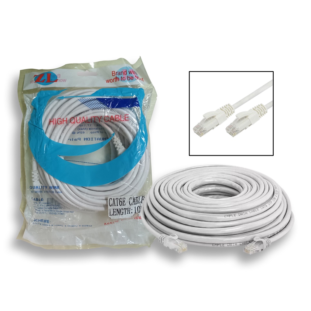ZL CAT6E UTP Lan Cable 10m (white) | Shopee Philippines