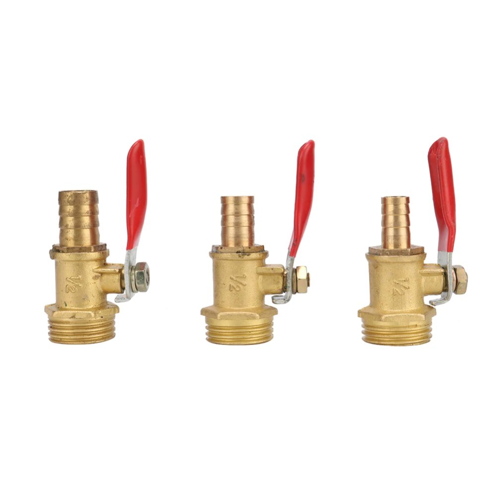 1/2" Male Thread to Barbed 8/10/12mm Hose Pipe Brass Ball Valve Pipe ...