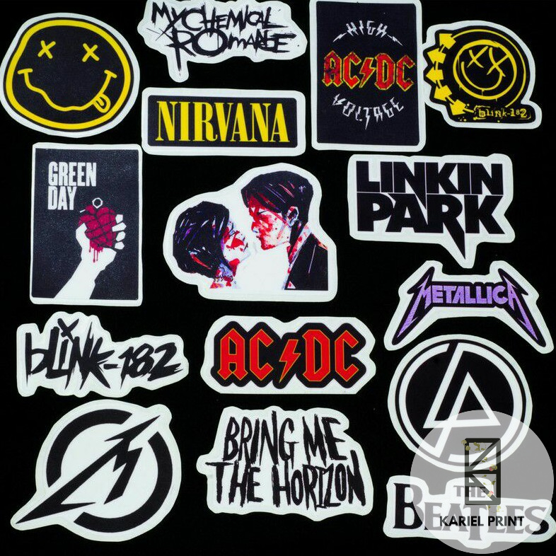 15 pcs Rock Band Stickers Waterproof Laminated Sticker Pack | Shopee ...