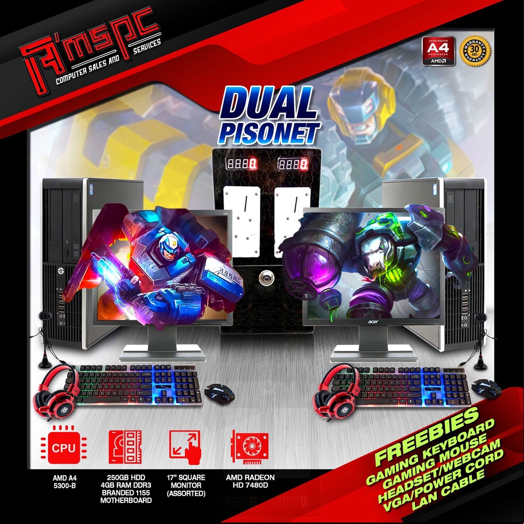 2 SETS OF AMD - A4 5300B COMPLETE COMPUTER SET AND FREE PISONET BOX 17 ...