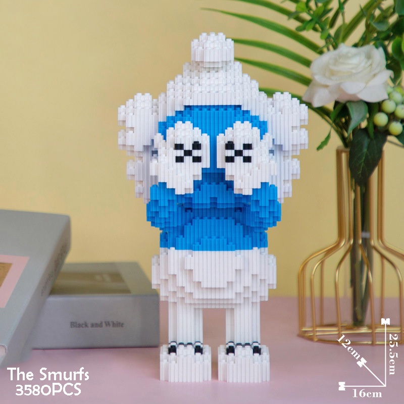 KAWS x Bearbricks Pinocchio The Smurfs Building Blocks Toys Nano Bricks ...