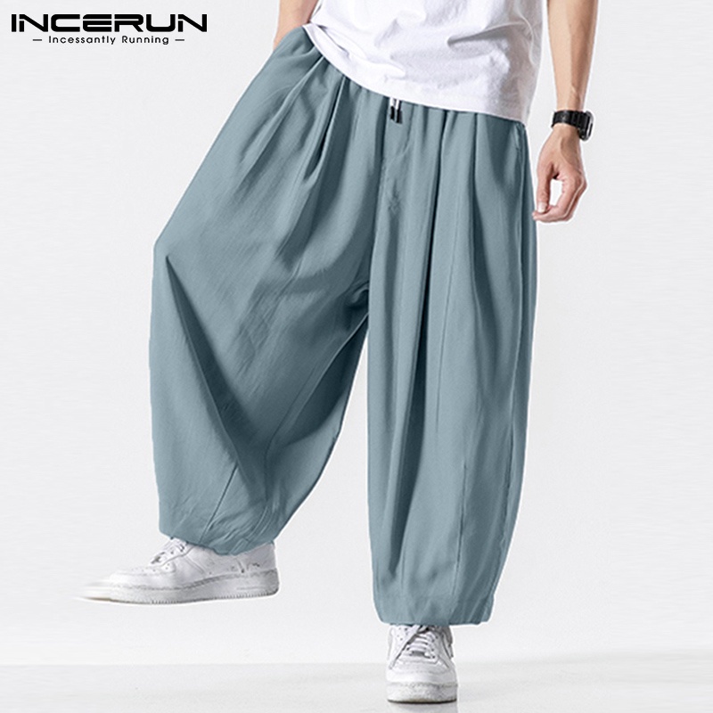 INCERUN Men Wide Leg Loose Pants | Shopee Philippines