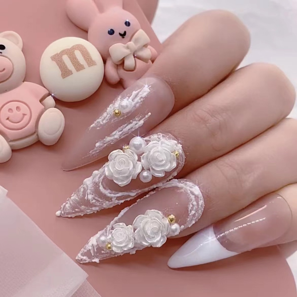 10PCS Flower style nail art design for professional look embossed nail ...