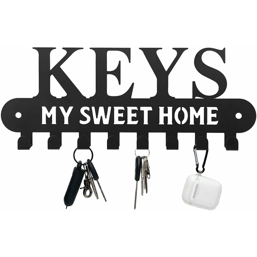 Black Metal Key Holder Hooks with Sweet Home Decorative for Wall ...
