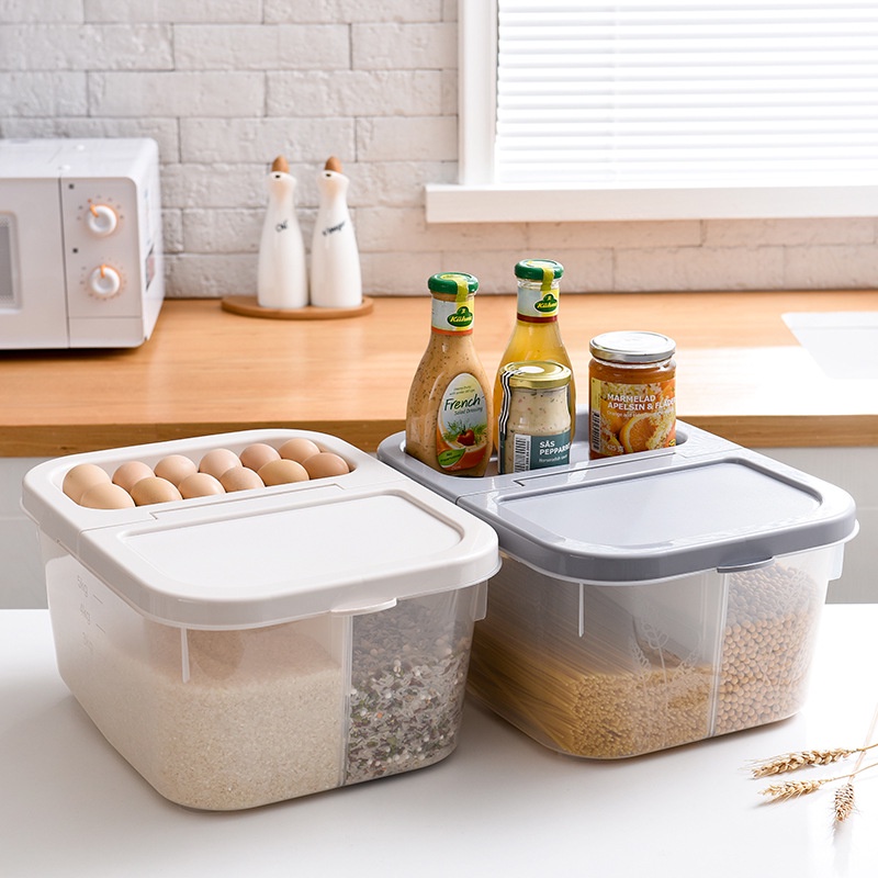 Rice Storage Box Grain Cereal Dispenser Kitchen Rice Bucket Rice Basket ...