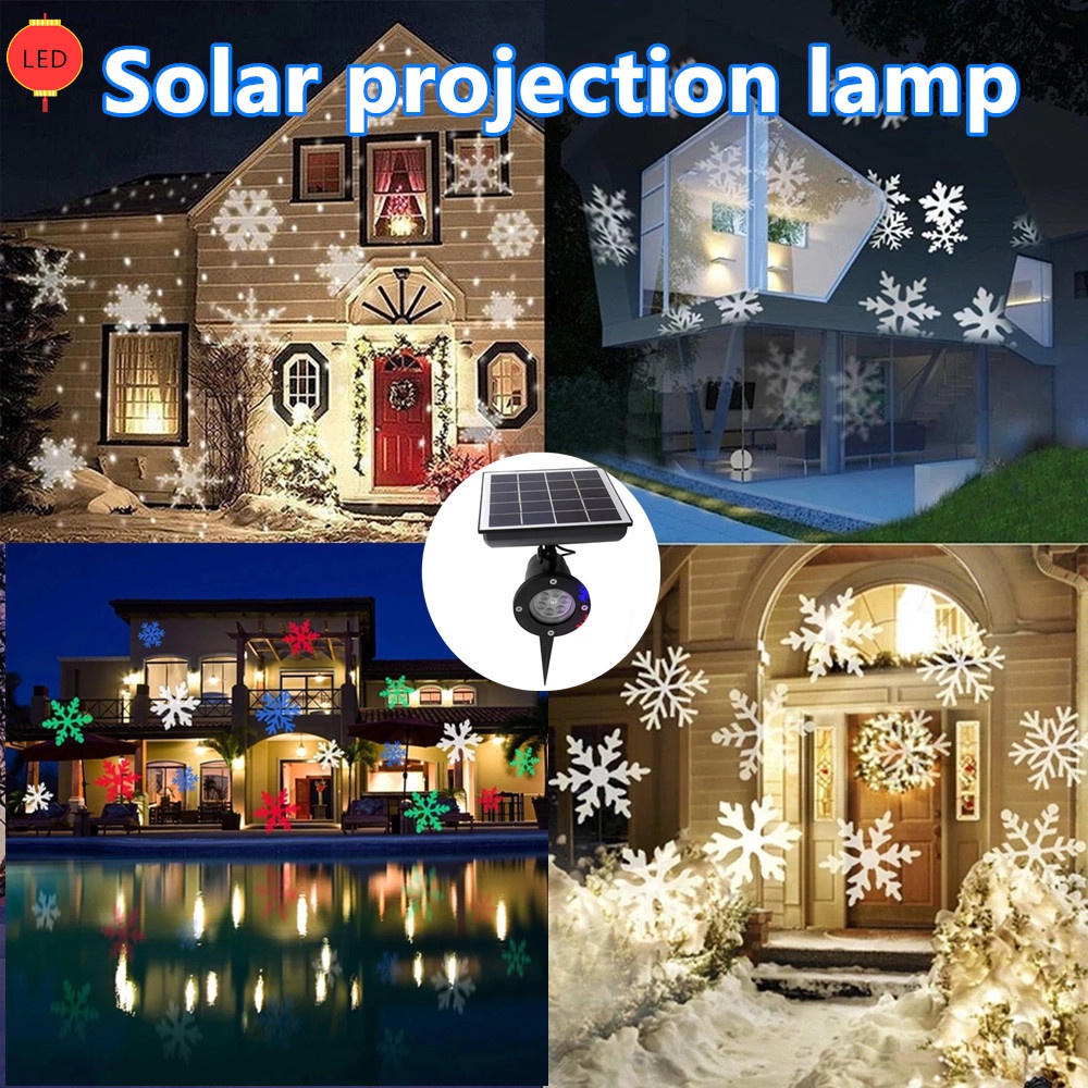Solar christmas light Christma Snowflake Laser Light Snowfall Projector ...