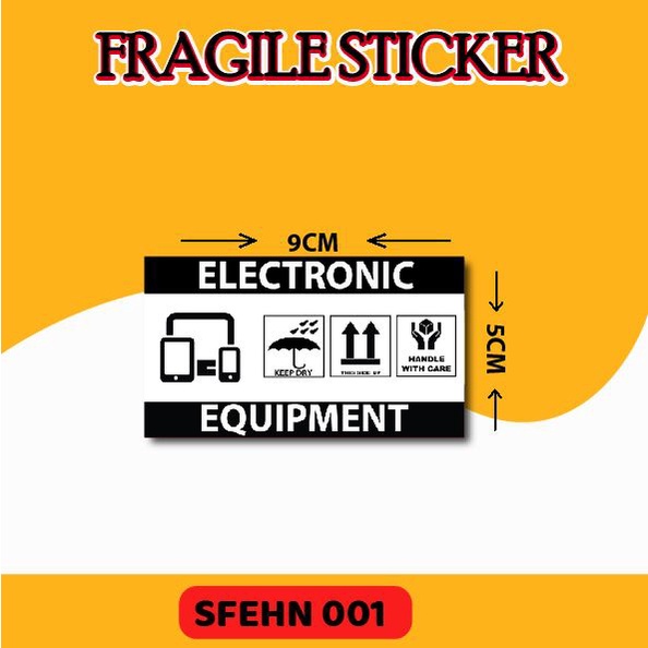 STICKER FRAGILE BARANGAN ELEKTRONIK MELINTANG [BUY 10 + 1] ELECTRONIC ...