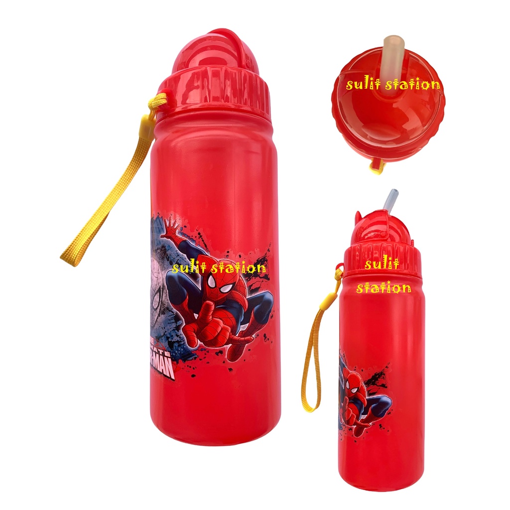 SUPER HERO SPIDERMAN SPIDER MAN 400ML KIDS CHARACTER straw WATER ...