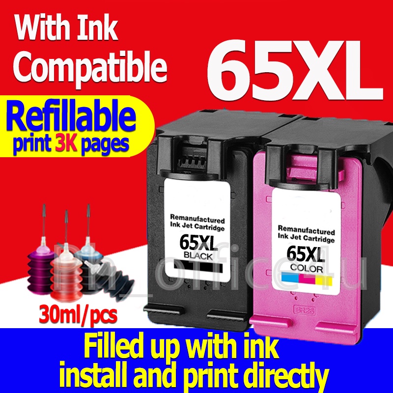 HP 65 ink HP 65 HP 65xl black refil ink cartridge for HP 2600 2620 2622 ...