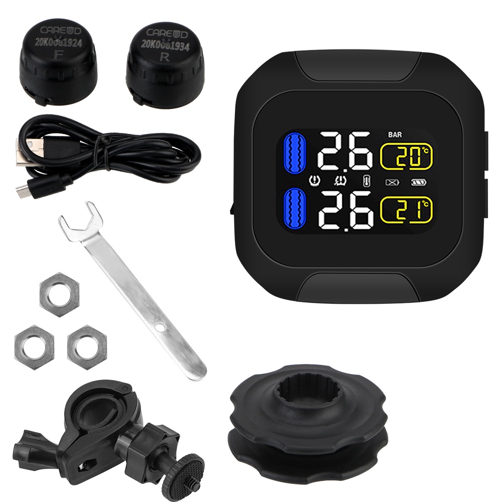 Lcd Display Motor Tire Pressure Monitoring System 2 External Internal Th Wi Sensors Motorcycle