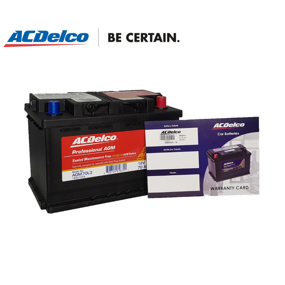 ACDelco AGM70L3 DIN74 / BCI 48 / DIN H6 Battery | Shopee Philippines