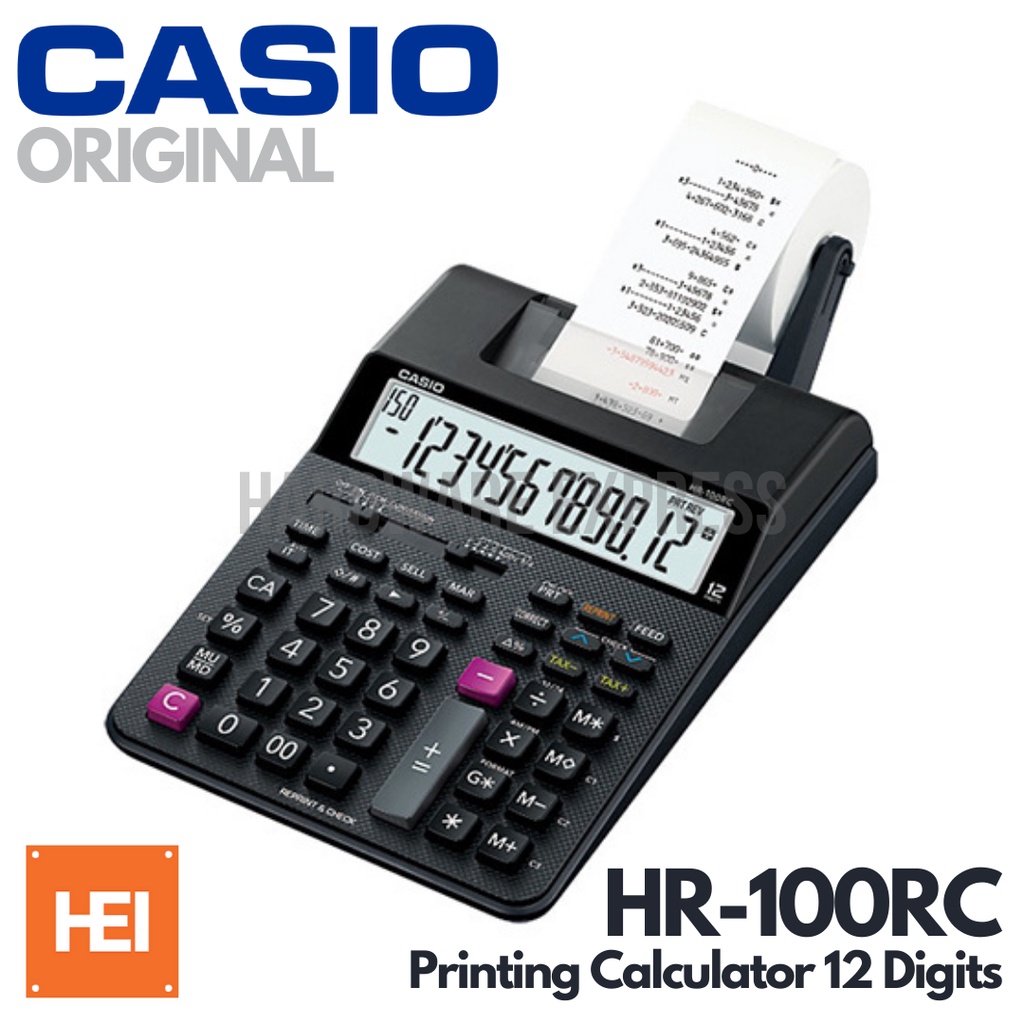 CASIO HR-100RC Adding Machine Printing Calculator 12 Digits | Shopee ...