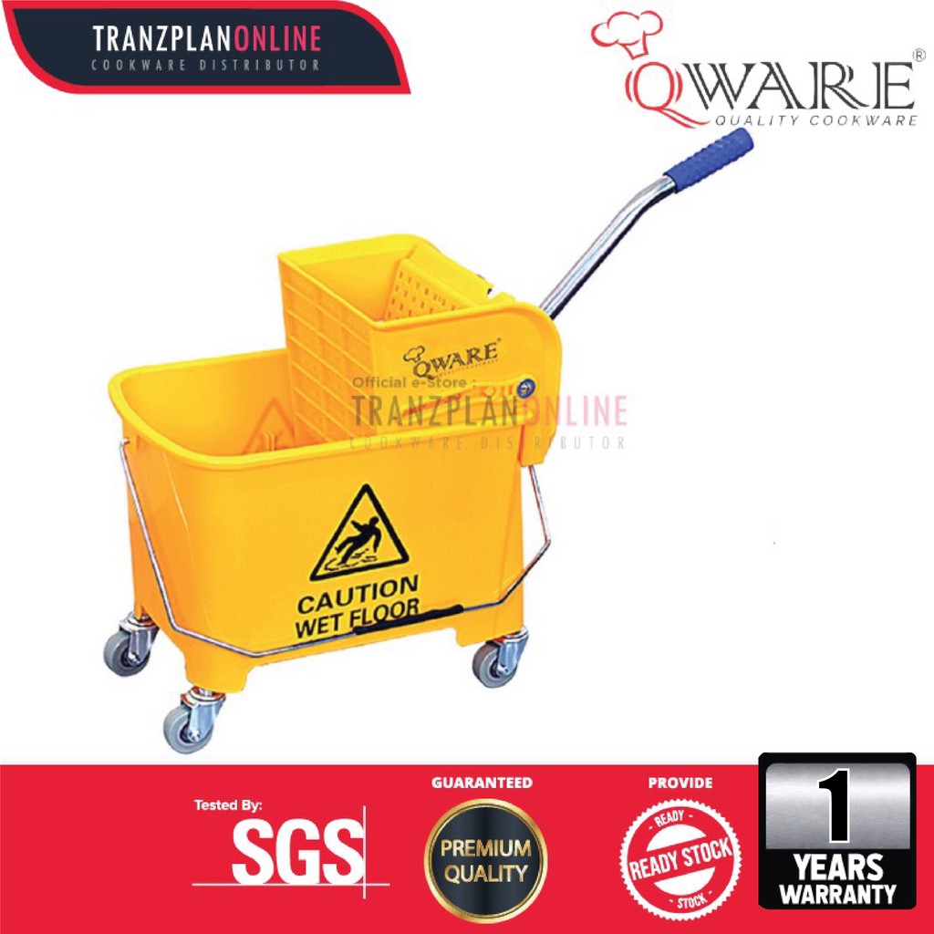 QWARE 20L Mopping Trolley / Mop Cart / Wringer Mop Pail with Wheels ...