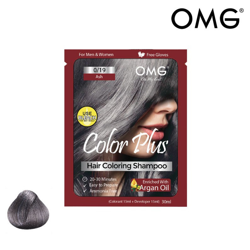 OMG Hair Color Plus Coloring Shampoo with Argan Oil 30ml 0/19 Ash ...