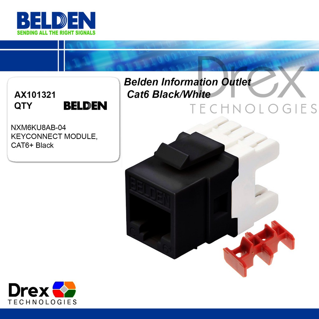 BELDEN Cat6 Information Outlet AX101321 Black/White i/o Keyconnect ...