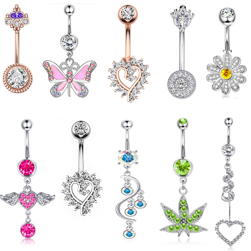 Body Piercing Jewelry Belly Button Ring Cartilage Earring Clip Navel ...