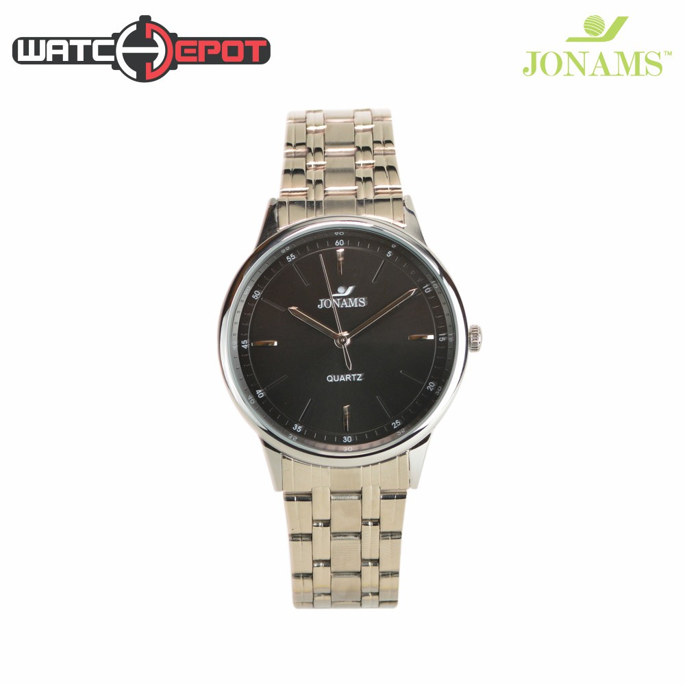 Jonams Quartz Metal Watch for Men 8372G-10 Silver Strap / Black Dial ...