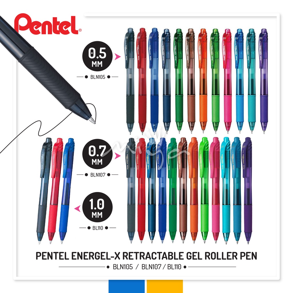 Pentel BLN105 EnerGel-X Retractable Gel Roller Pen Gel Pen 0.5mm / 0.7mm / 1.0mm | Shopee ...