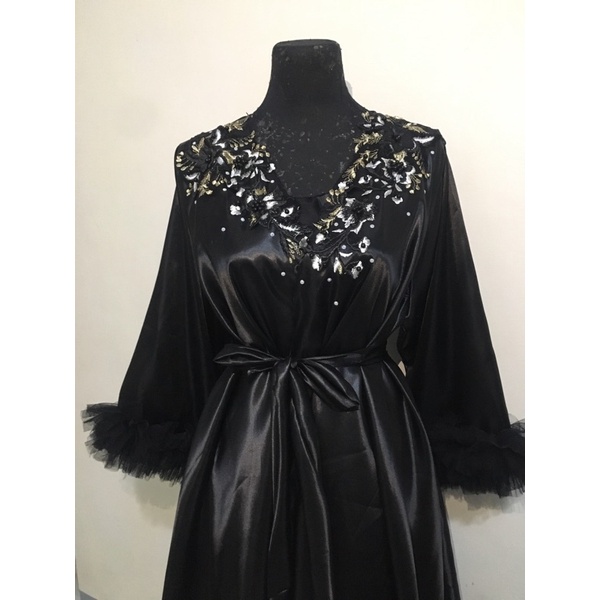 Bridal Robe Silk fabric with Raffles | Shopee Philippines