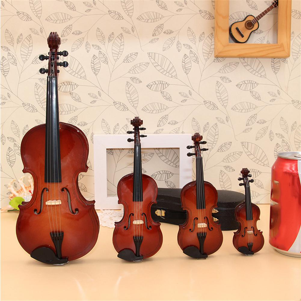 Mini Miniature Violin Model Replica with Stand Case Wooden Mini Musical ...