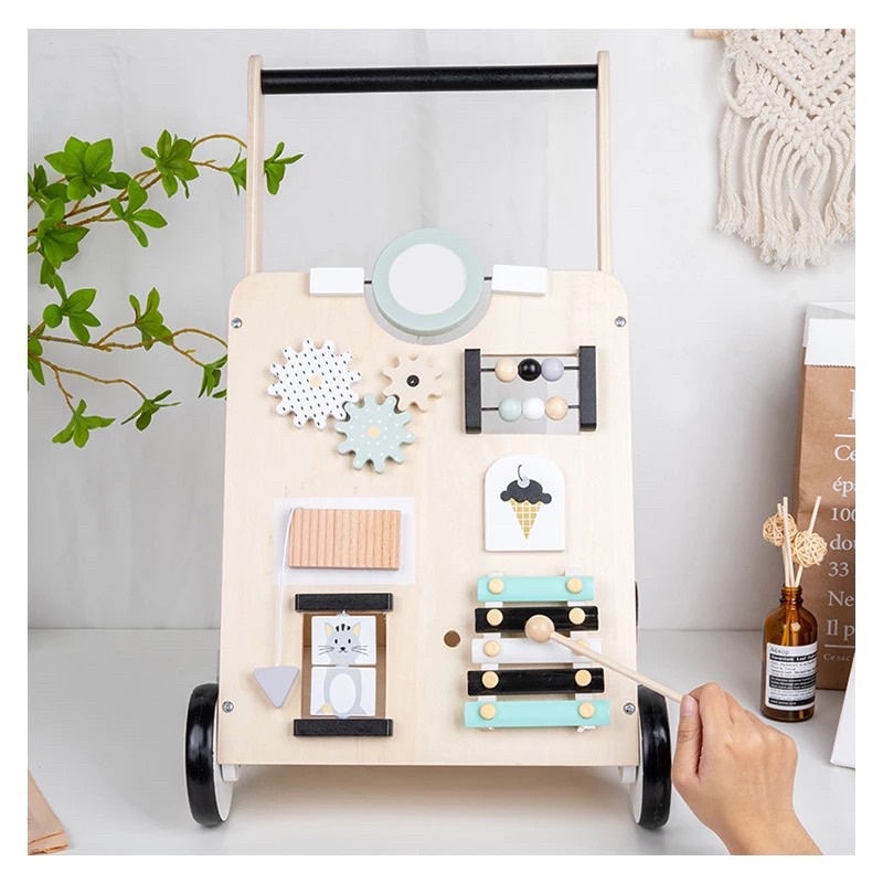 Minimalist Wooden Walker | Montessori Walker | Push walker with busy ...