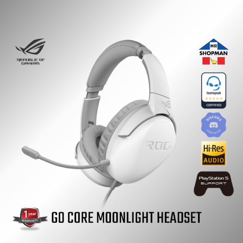 Asus ROG Strix Go Core Moonlight White Wired Gaming Headset Headphone ...
