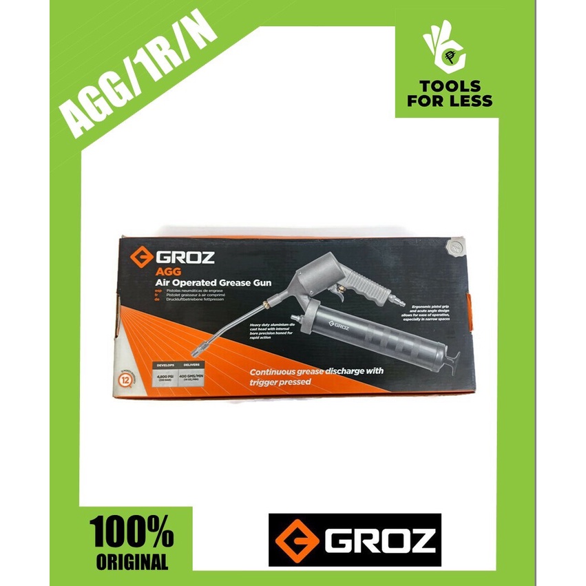 Groz Air Operated High Powered Grease Gun 400grams Model: AGG/1R/N ...