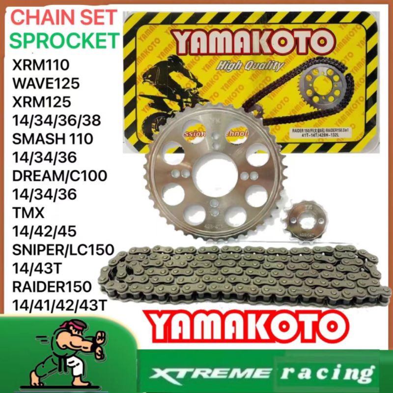 Chain Set Sprocket Yamakoto for Xrm WAVE125 Smash Dream TMX Raider 150 ...