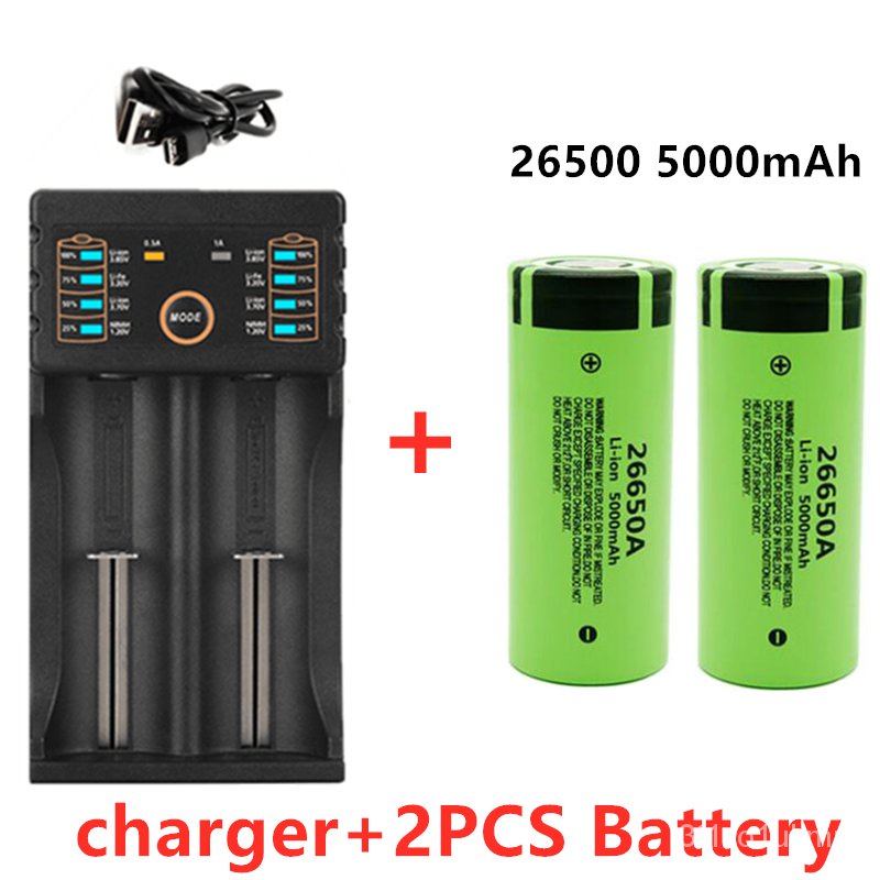 26650 Battery 5000mAh 3.7V 50A Lithium Ion Rechargeable Battery Pack ...