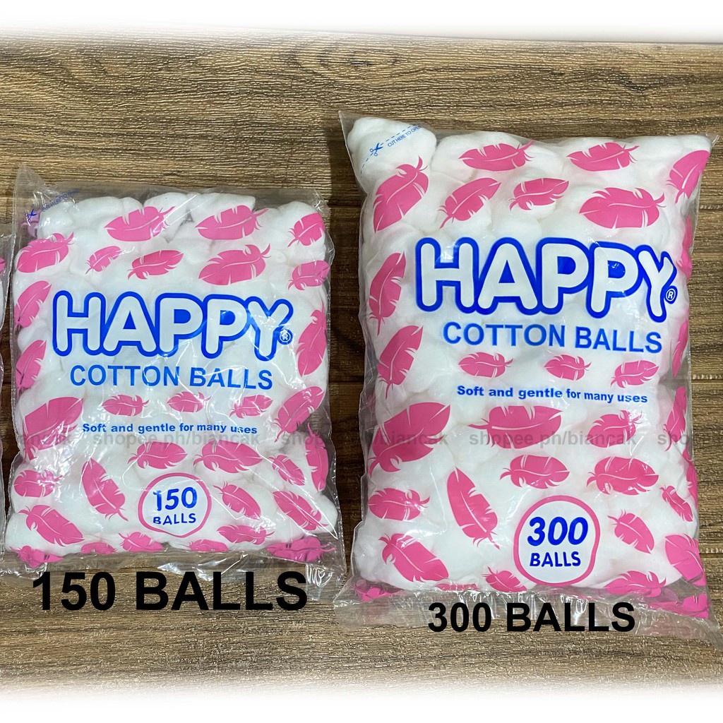 Happy Cotton Balls Bulak 50 150 300 balls per pack (BEAUTY SUPPLIES ...