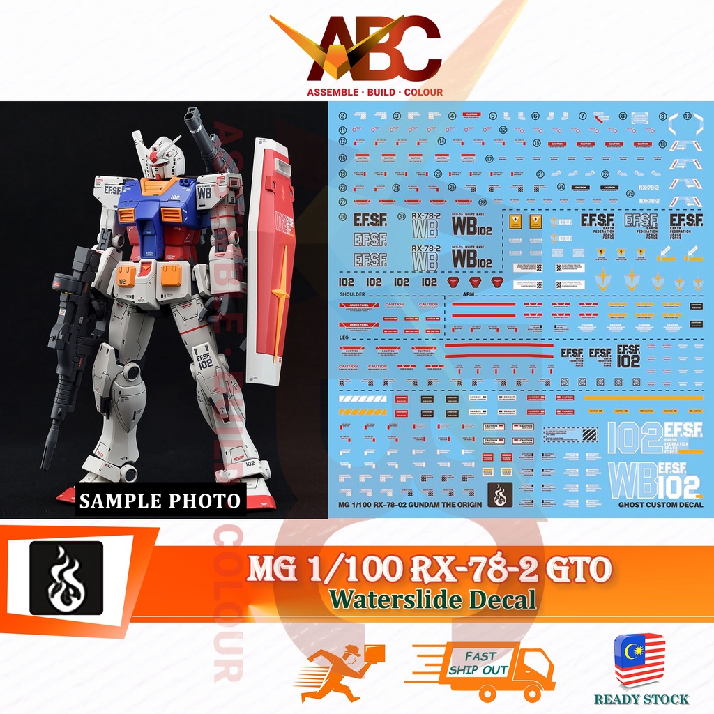[Flame Yan] Waterslide Decal - MG 1/100 RX-78-02 The Origin (Ghost ...