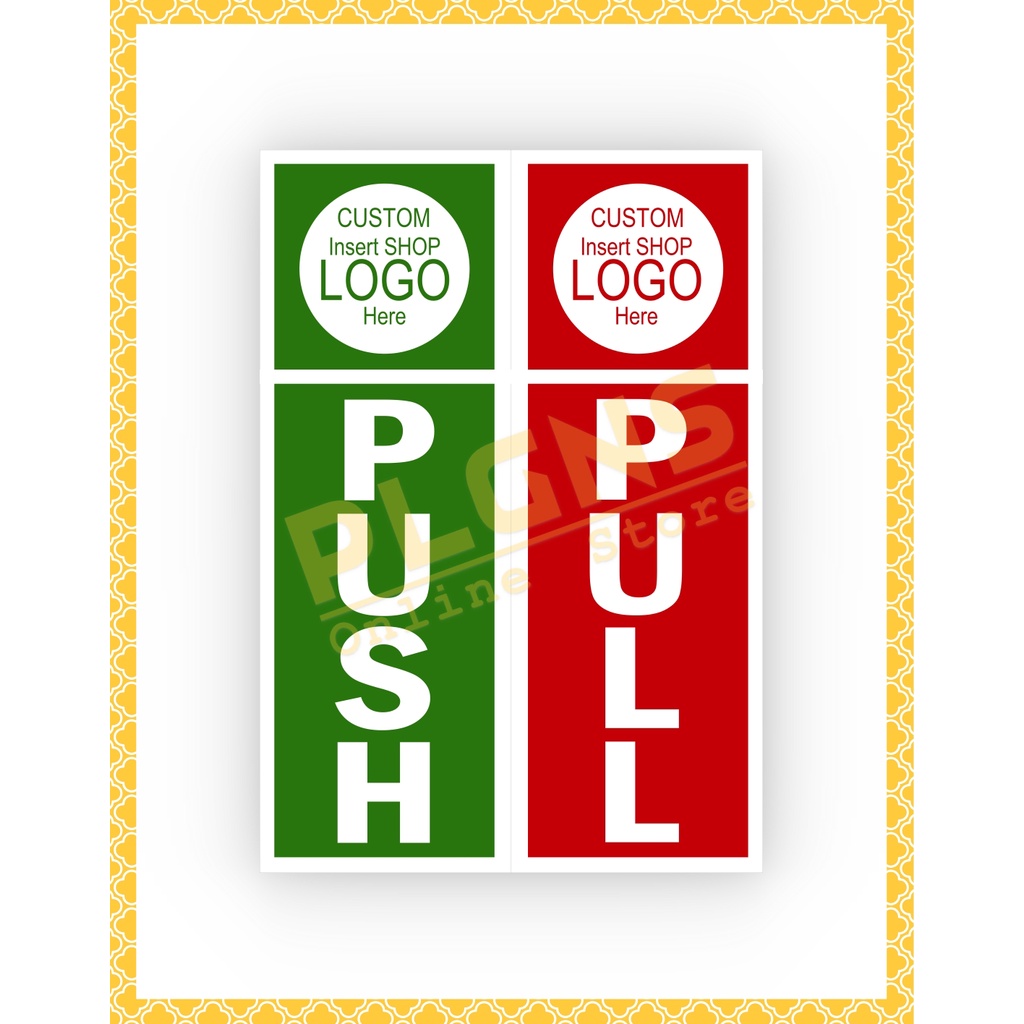 PUSH PULL STICKER SLIDE Sign | Personalized Customized Vinyl Waterproof ...