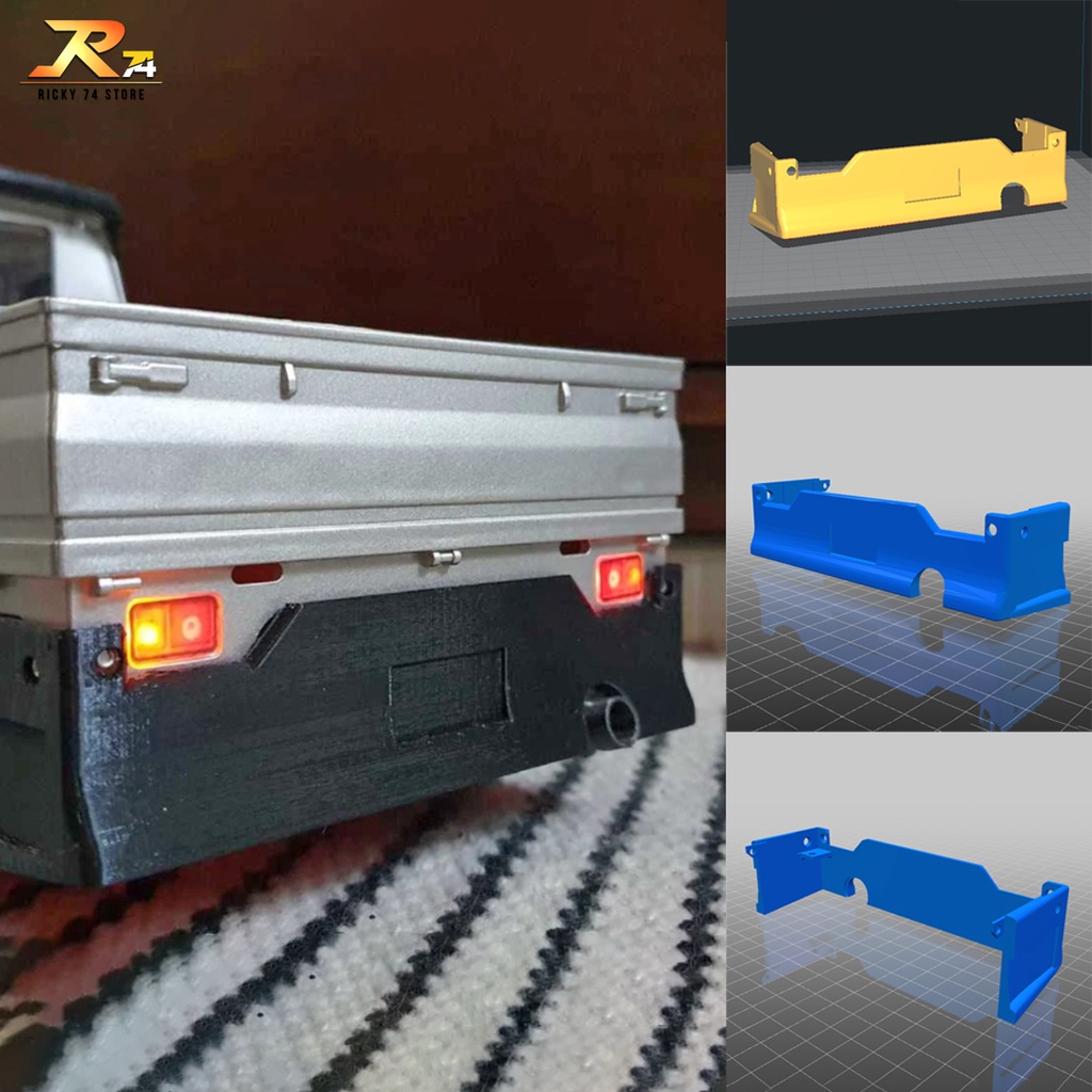 Wpl D12 Rear Bumper for Rev2 Model Exhaust Exhaust - RC Drift Body Kit ...