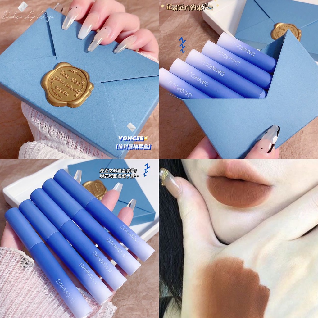 【Von Gee】Five-pack envelope lip glaze set lip mud matte matte velvet ...